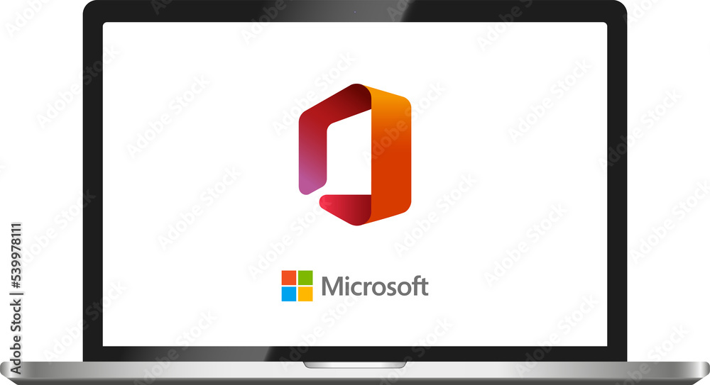 Foto de Microsoft Office logo on laptop screen. Laptop mockup with ...