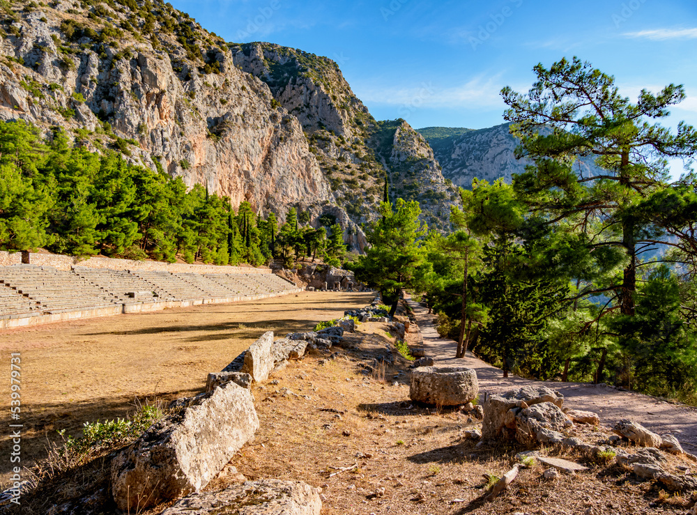 Ancient Stadium, Delphi, UNESCO World Heritage Site, Phocis Stock Photo ...