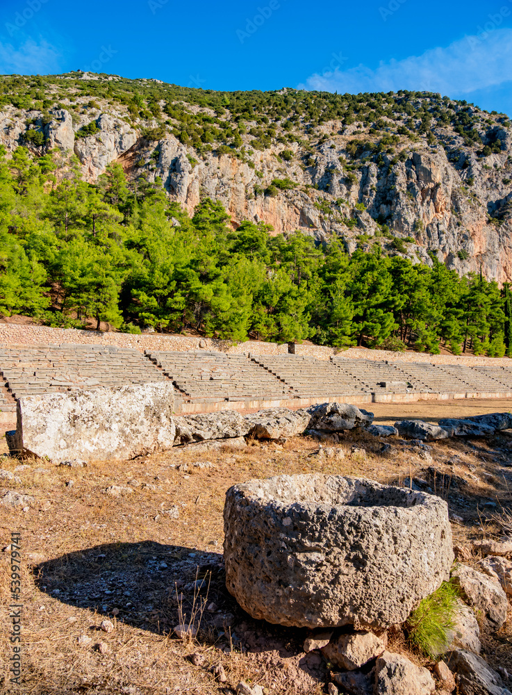 Ancient Stadium, Delphi, UNESCO World Heritage Site, Phocis Stock Photo ...