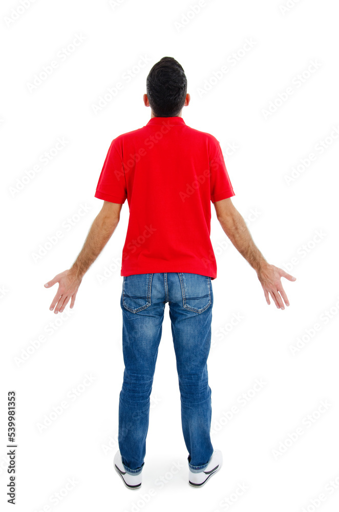 Back view of thinking young man. Rear view. isolated over white ... Back view of thinking young man. Rear view. isolated over white ...