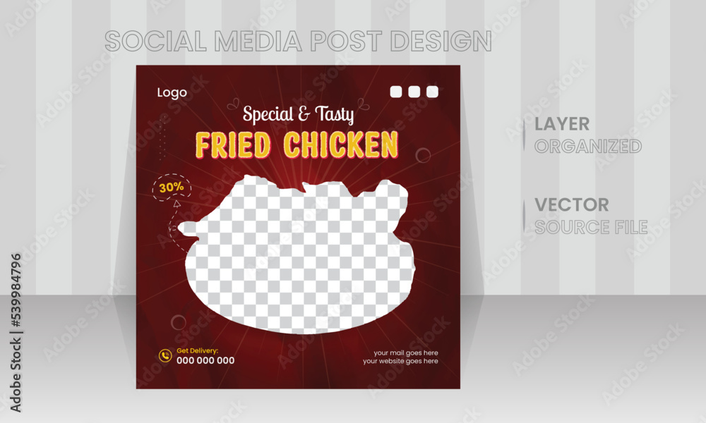 Vecteur Stock Social media post food banner template design, Delicious ...