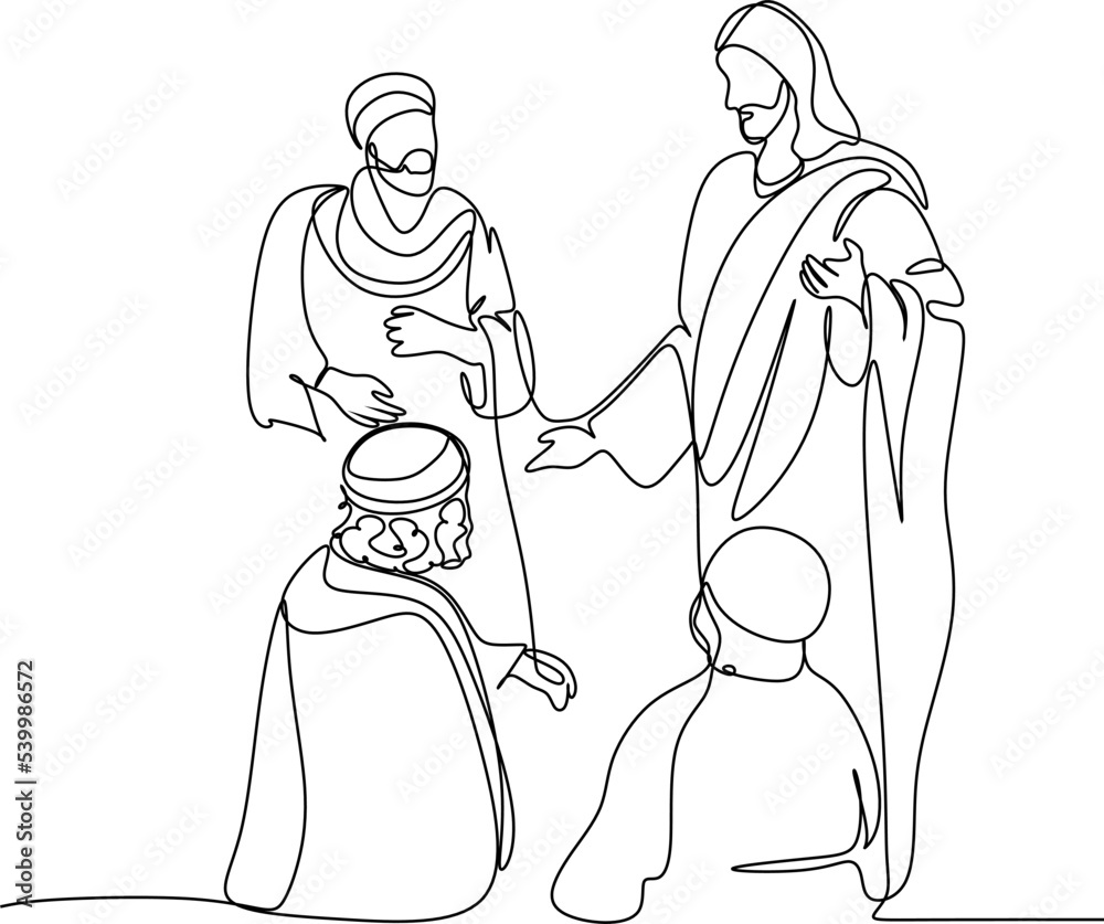 Continuous line drawing of Jesus Christ vector illustration Bible words ...