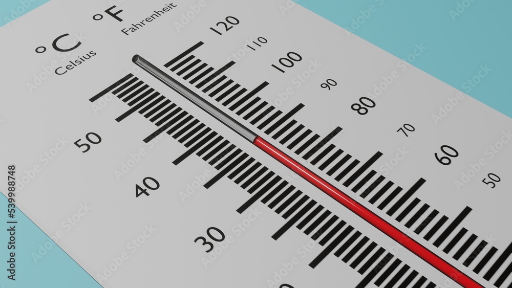 Rise in air temperature. Thermometer. Global warming concept. Stock ...