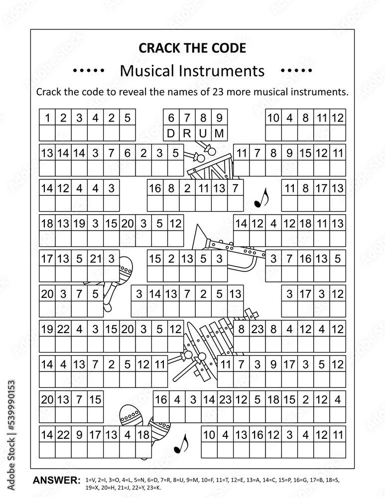 Crack the code word game, or codebreaker word puzzle, with names of ... Crack the code word game, or codebreaker word puzzle, with names of ...
