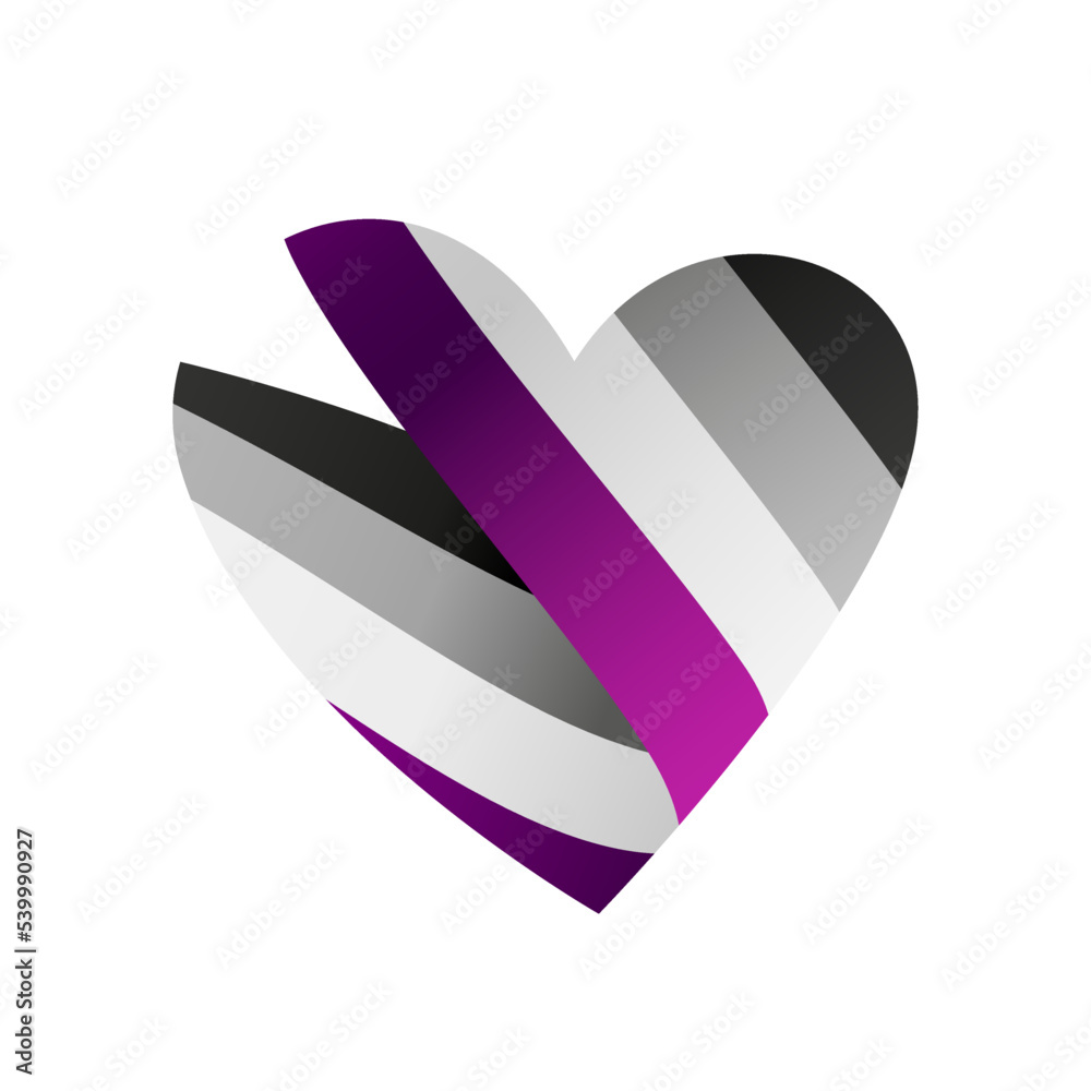 Ribbon in the colors of the flag of asexual pride in the shape of a ...