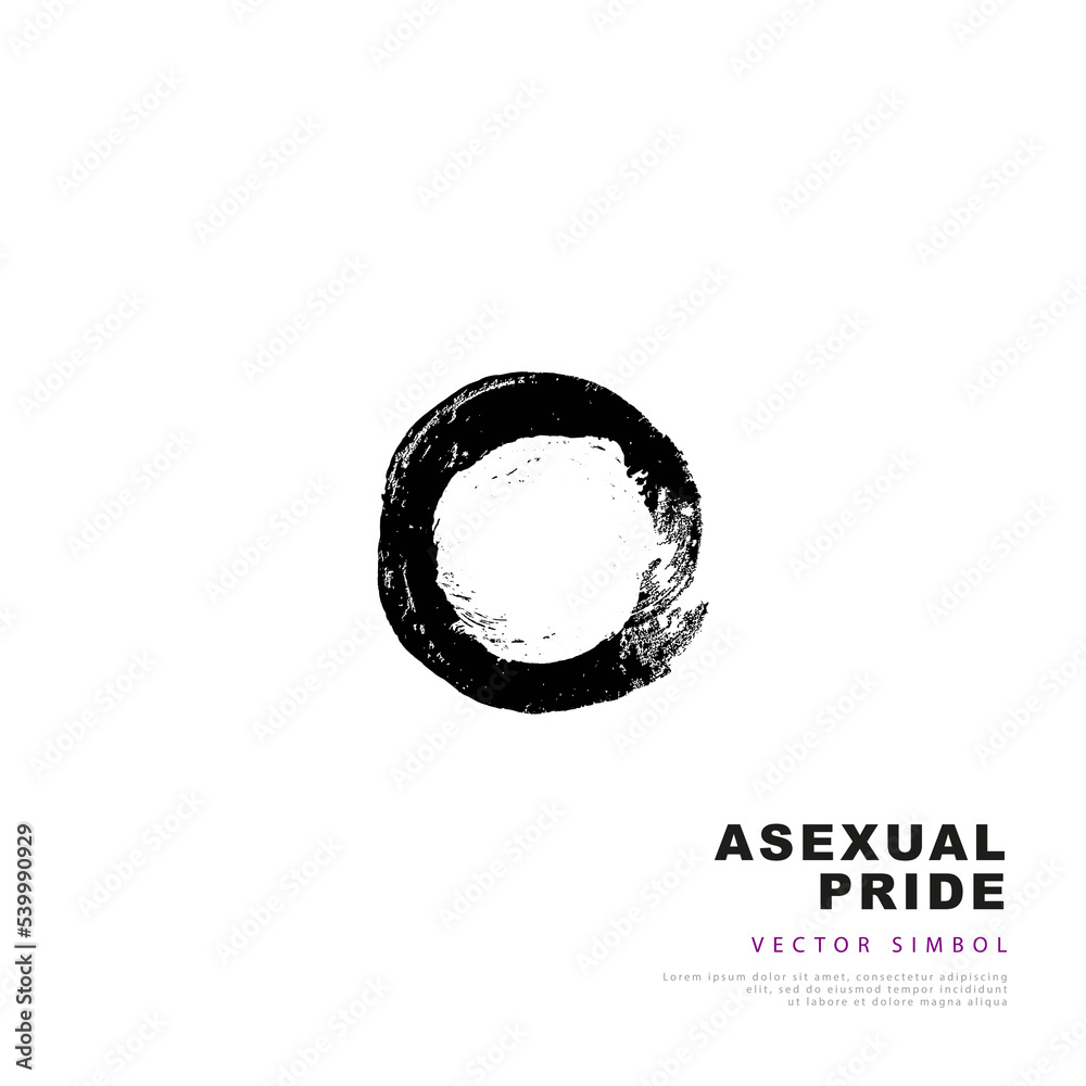 A symbol and a sign of asexual pride. The black outline of the circle ...