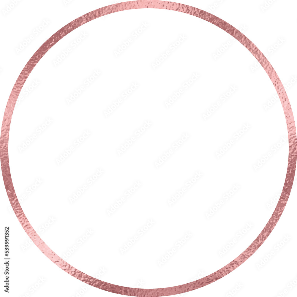 Rose gold foil circle frame illustration, shiny pink gold metal border ...