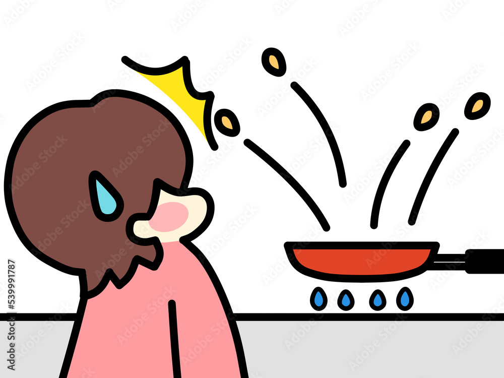 フライパンから飛び跳ねる油のイラスト素材 Stock Illustration Adobe Stock