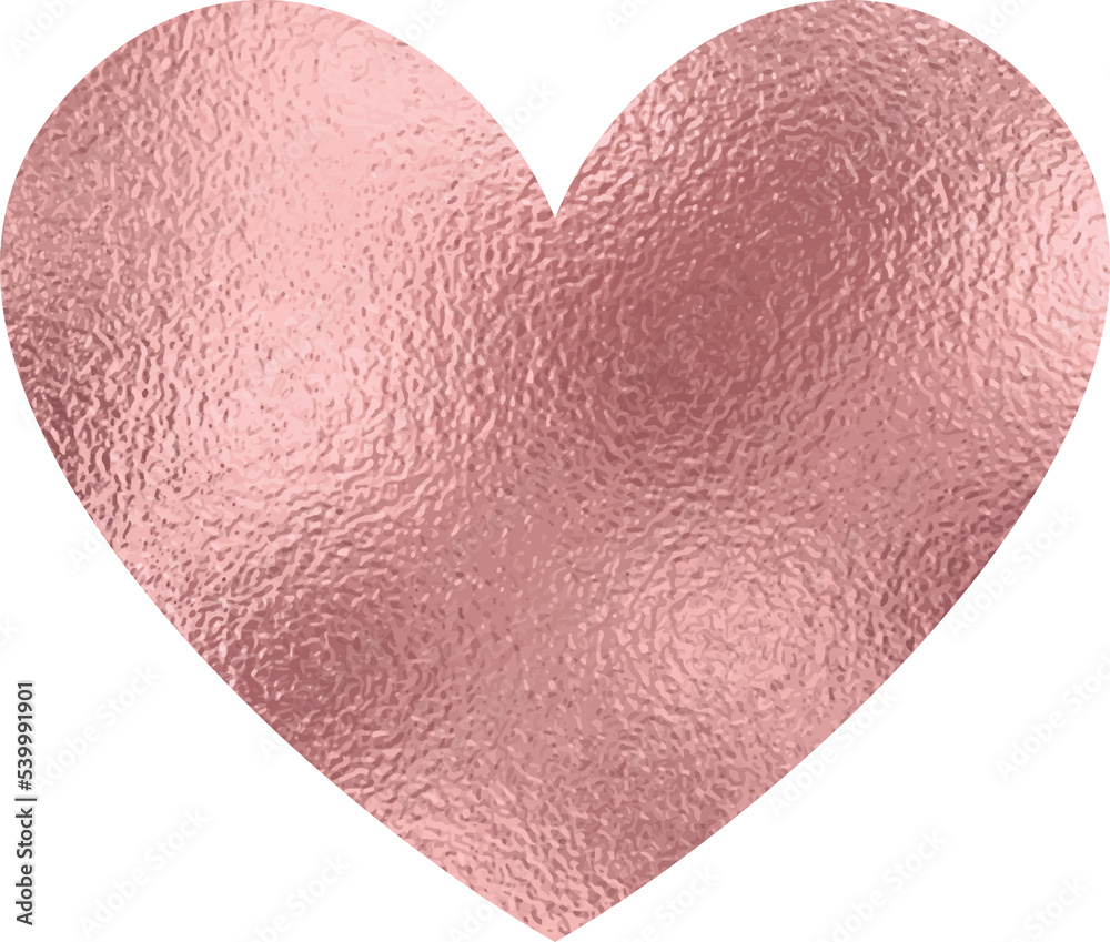 rose gold foil heart illustration isolated on transparent background ...