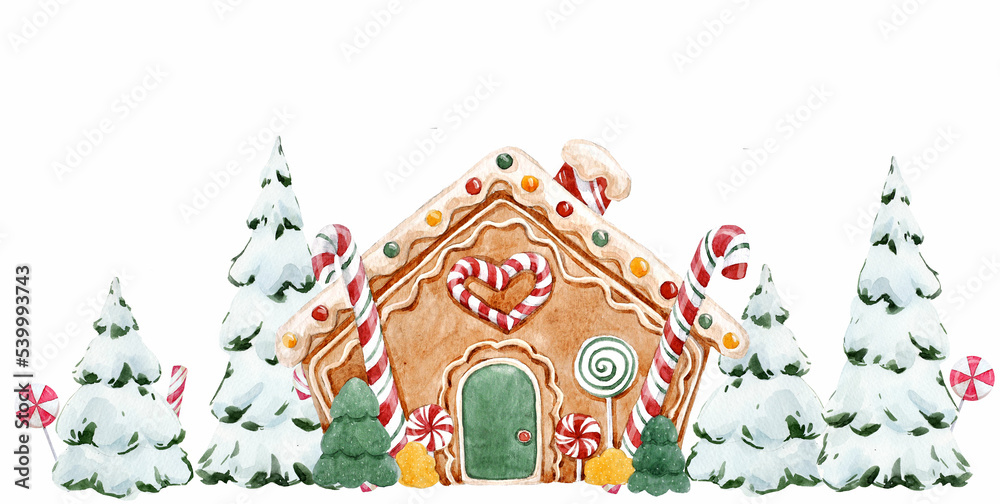 Beautiful christmas clip art composition with hand drawn watercolor ...