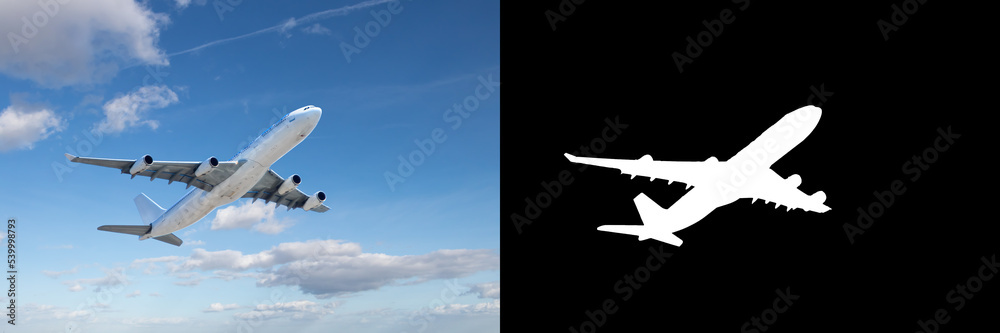 Airplane flying over sky, with clipping mask and path Stock Photo ...