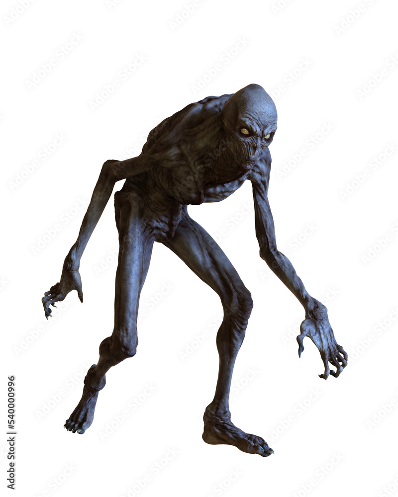 Boogeyman monster walking 3D illustration isolated on transparent ...