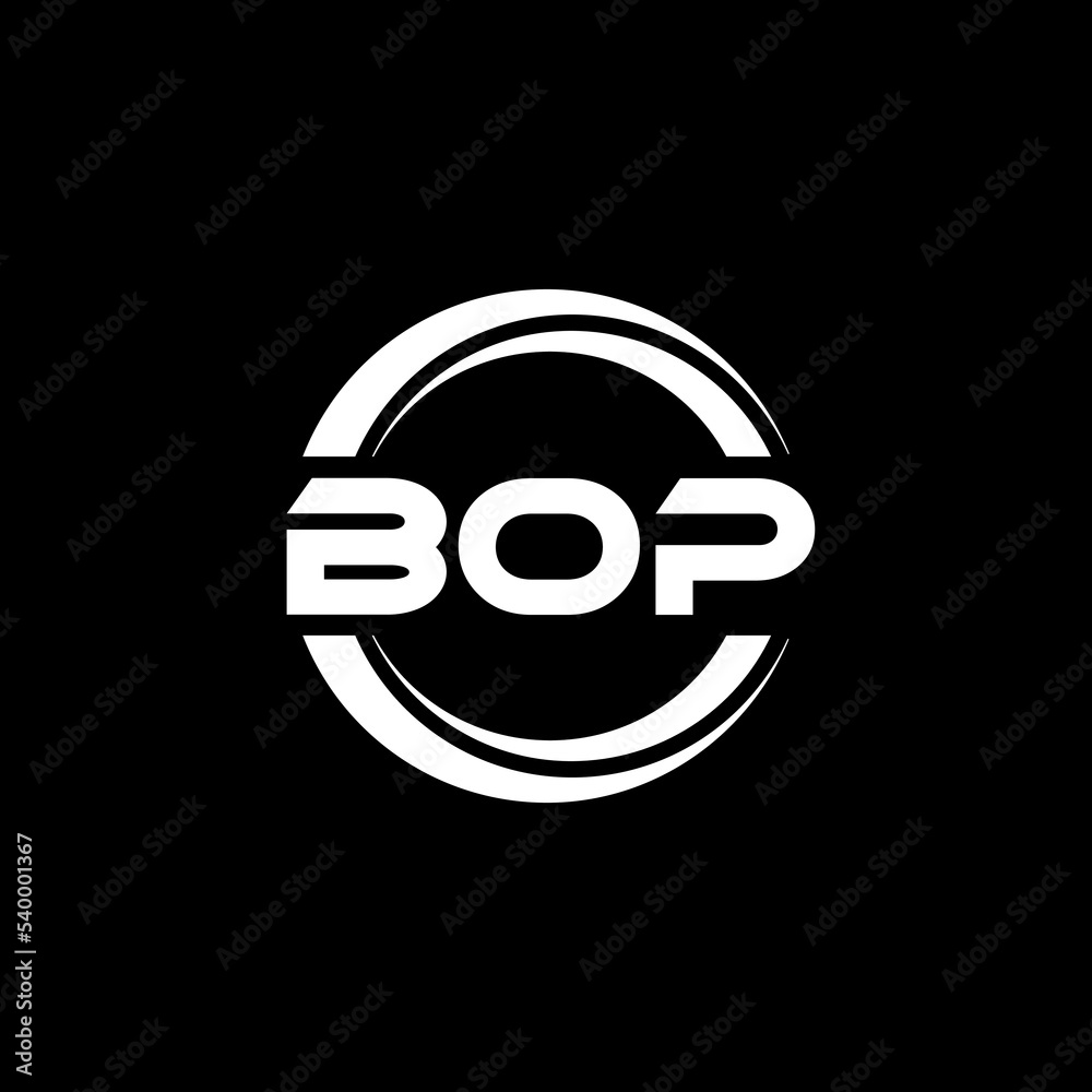 BOP letter logo design with black background in illustrator, vector ...