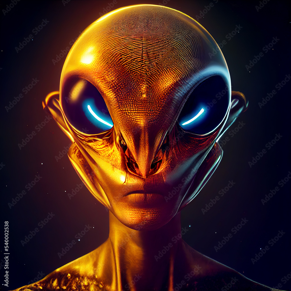 An alien creature from an extraterrestrial civilization. A bald alien ...