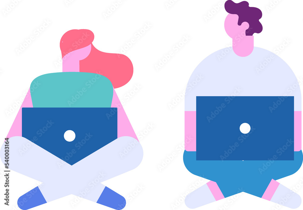Person with laptop flat vector people Stock Illustration | Adobe Stock