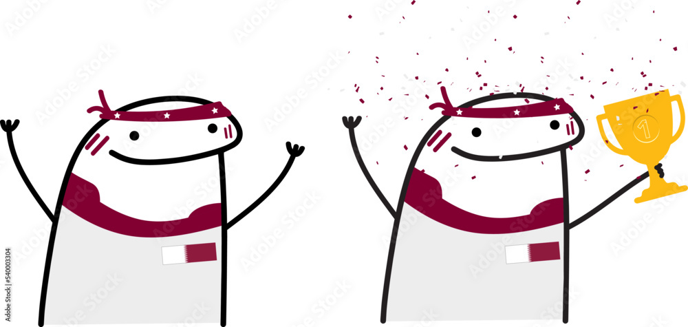 Meme internet: Comic drawing flork. Fan Qatar celebrating a sporting ...