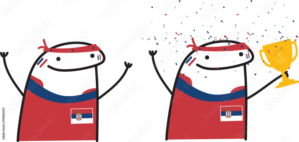 Meme internet: Comic drawing flork. Fan Serbia celebrating a sporting ...
