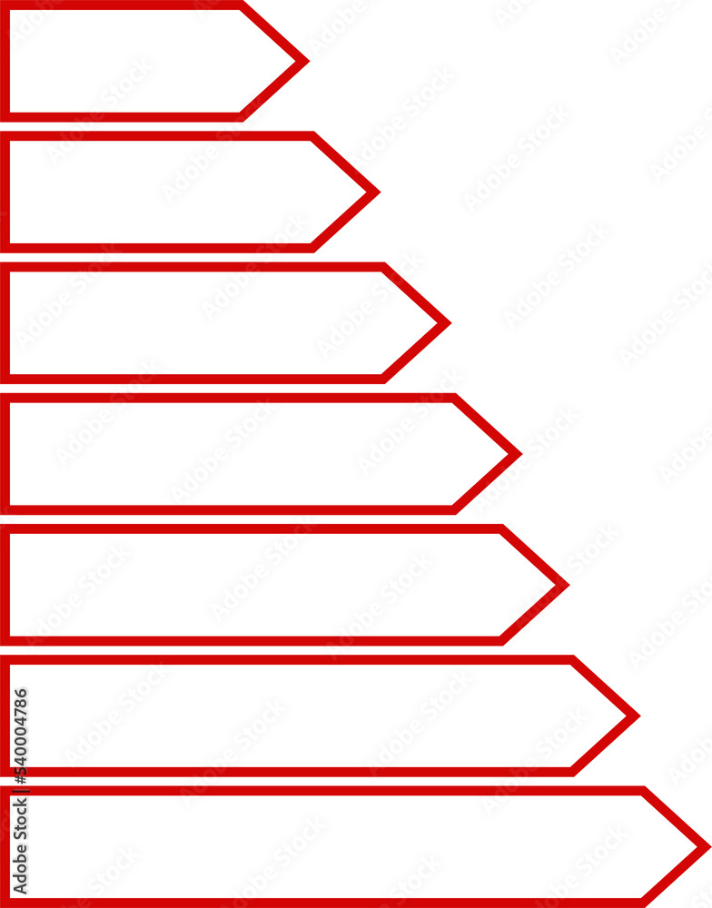 Red arrow shapes, labels. Symbol for rising costs, expenses. Isolated ...