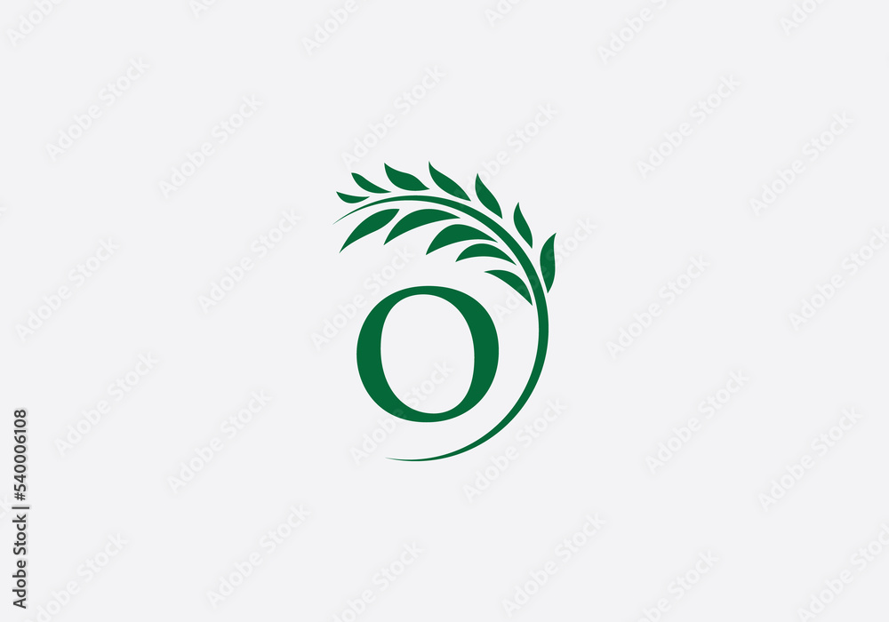 Green and single laurel wreath logo design image with the letters and ...