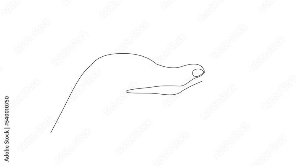 Facing up womans hand continuous one line drawing. Self drawing ...