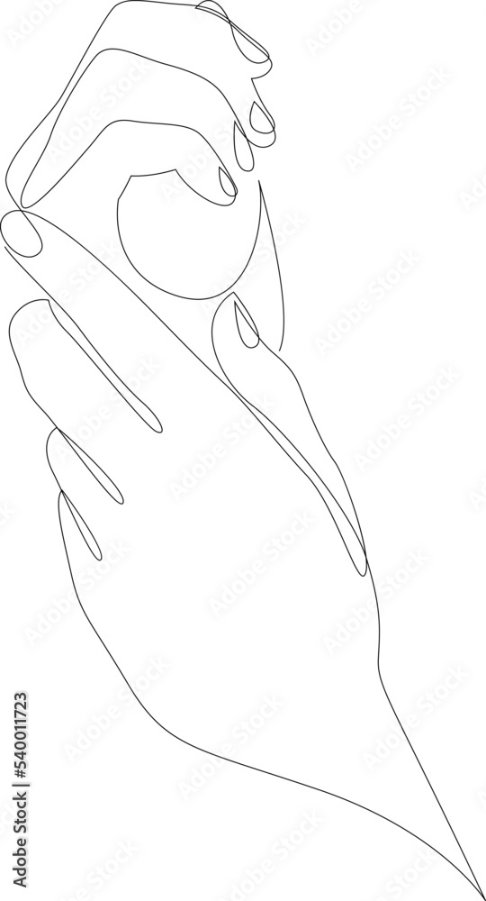 Female hands applying cream. Continuous one line drawing. Vector ...
