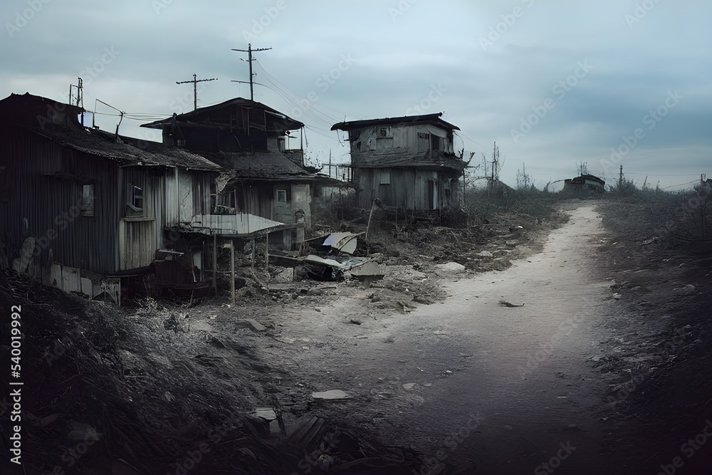 Abandoned town. Dystopia. Urban blight. Zombie apocalypse. Fallout ...