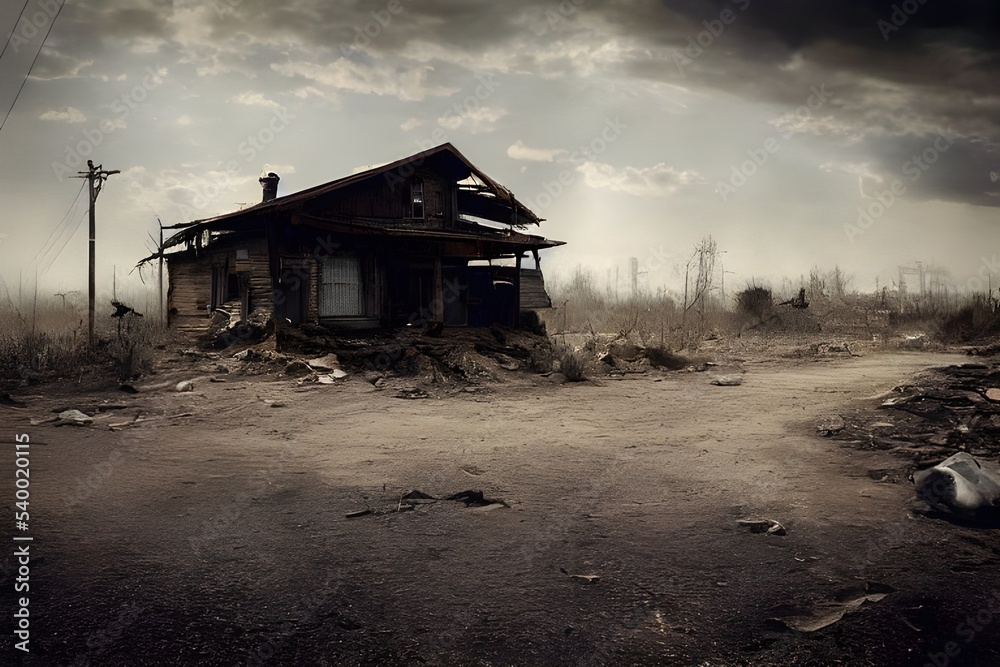 Abandoned town. Dystopia. Urban blight. Zombie apocalypse. Fallout ...