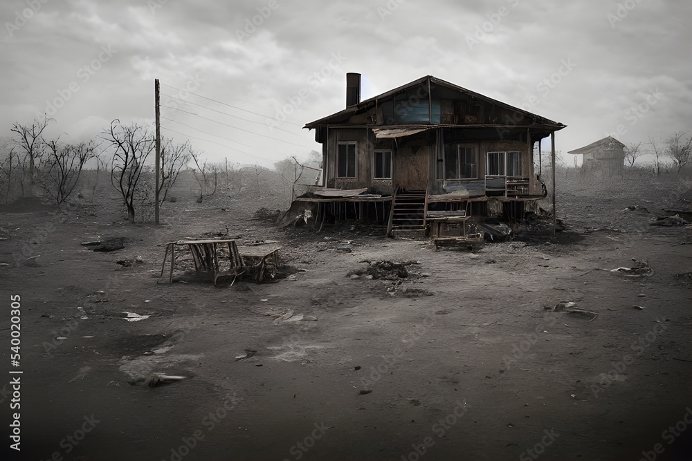 Abandoned town. Dystopia. Urban blight. Zombie apocalypse. Fallout ...