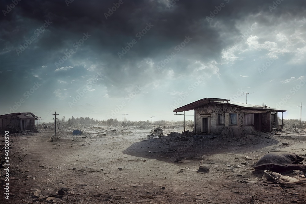 Abandoned town. Dystopia. Urban blight. Zombie apocalypse. Fallout ...