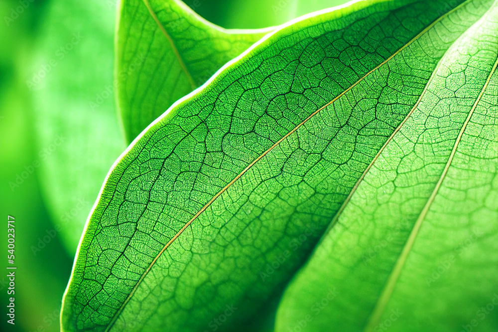 Macro Photography of a freen plant leaf with structure, detail and ...