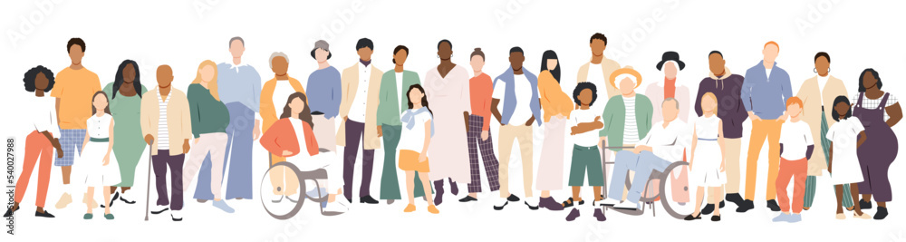 People stand side by side together. Flat vector illustration. Stock ...