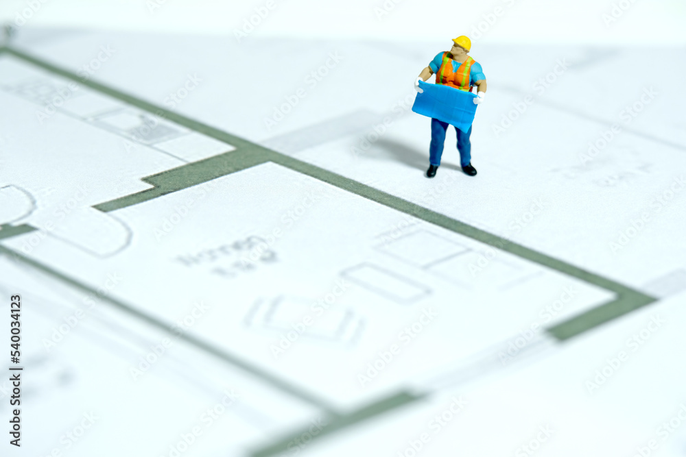 Miniature people toy figure photography. Architectural sketching ...