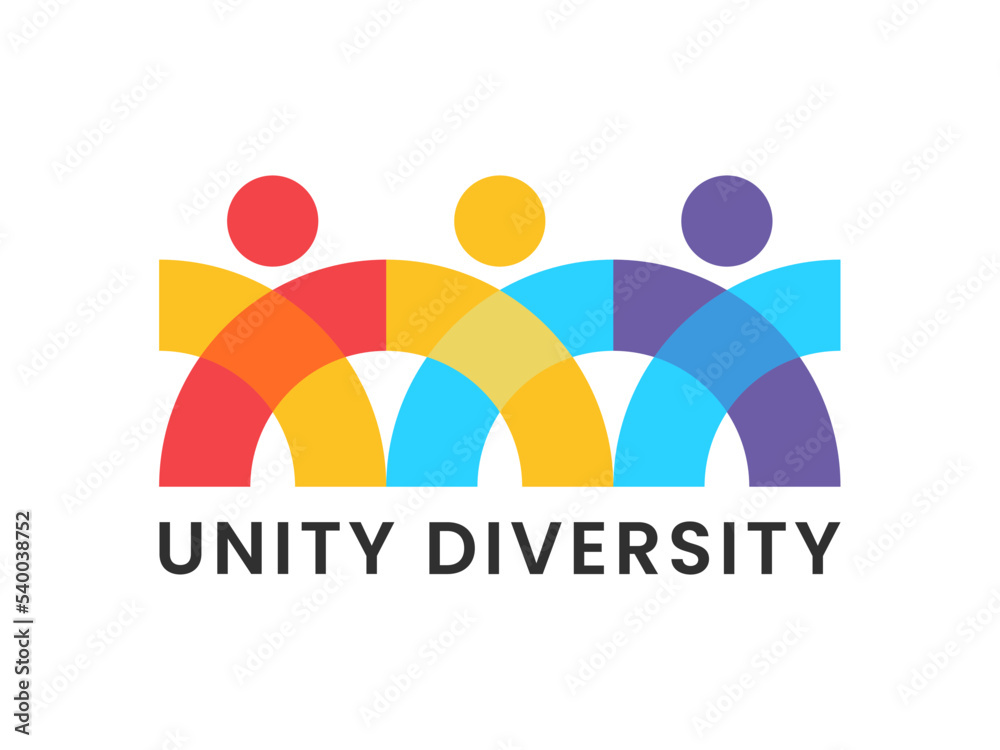 Unity Diversity People Minimalist logo vector icon illustration Stock ...