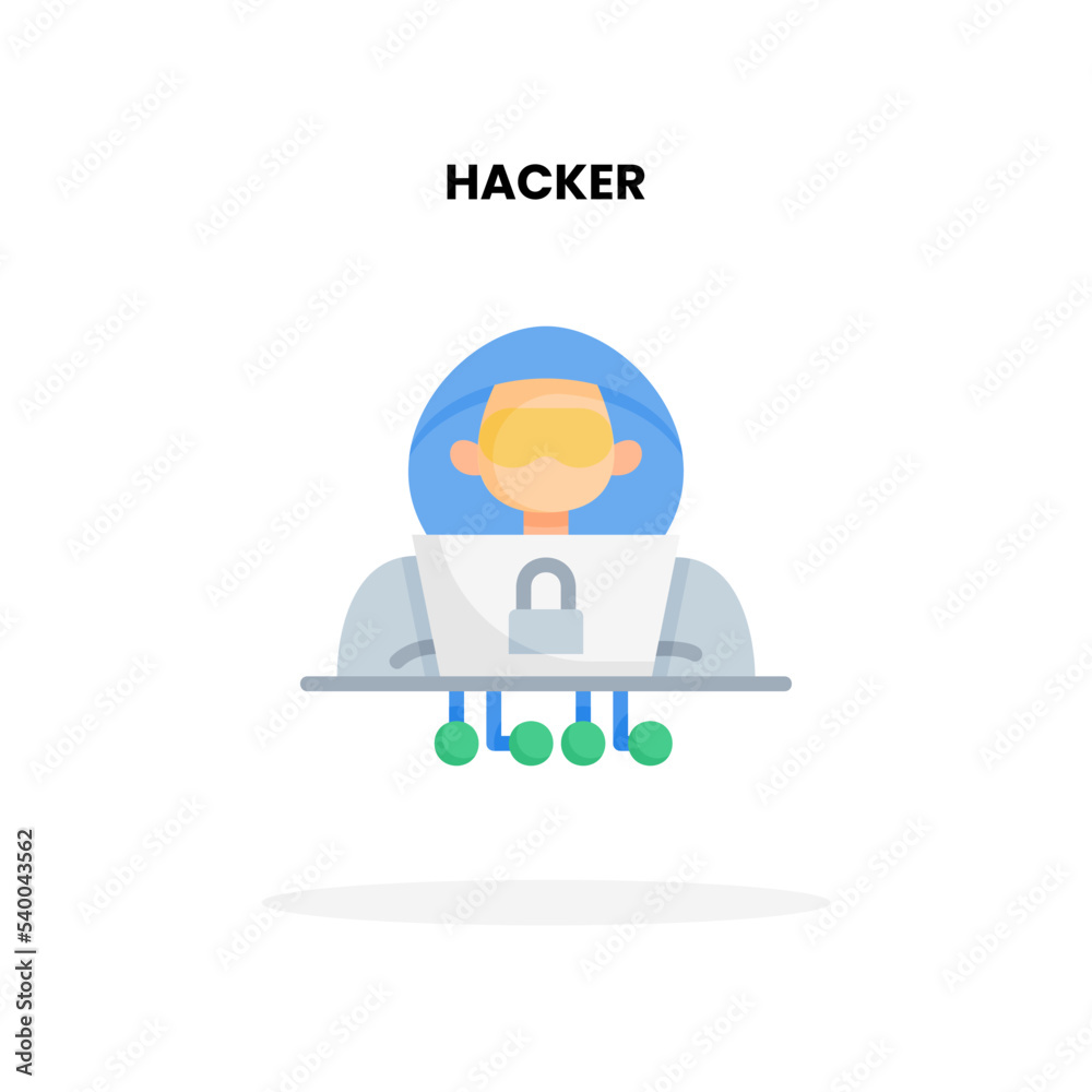 Hacker cybercrime flat icon. Vector illustration on white background. Can used for digital ...