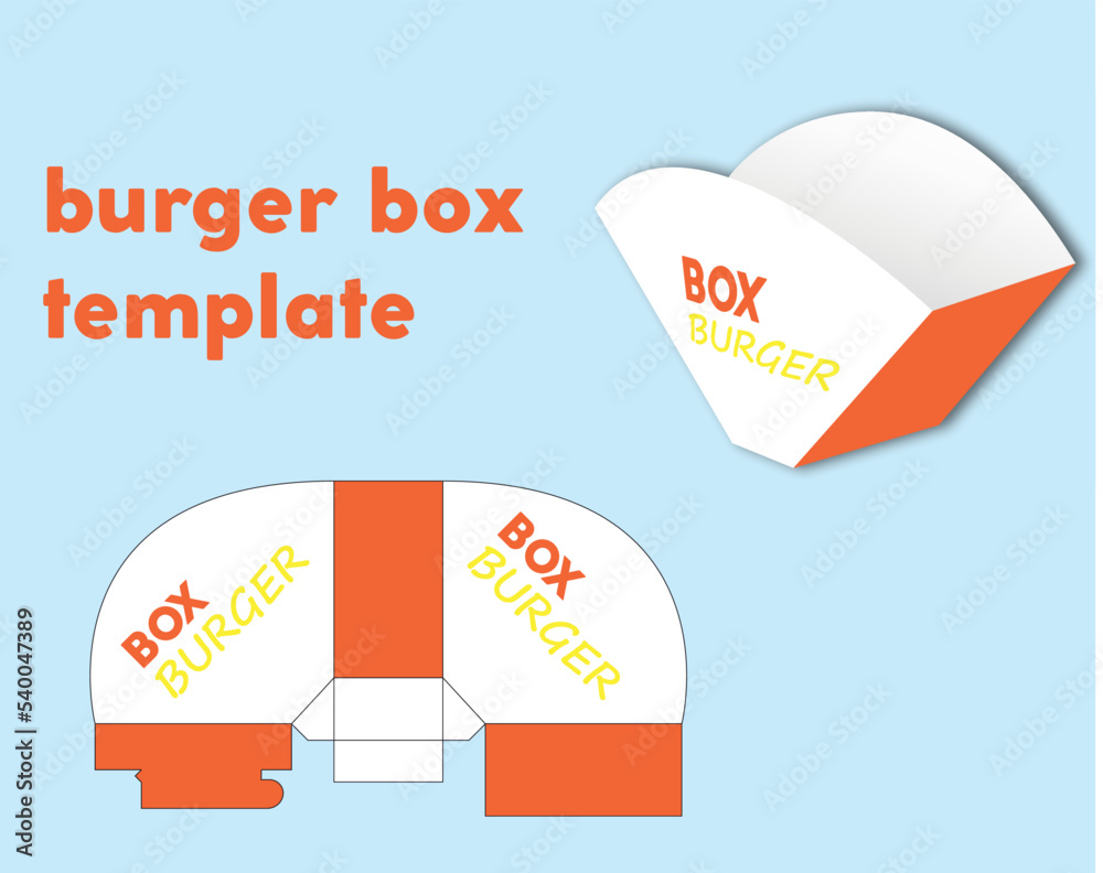 Burger box template Stock Vector | Adobe Stock