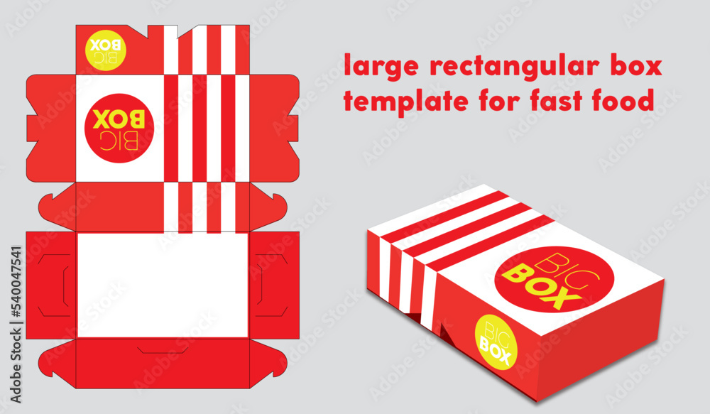 Large rectangular box template for fast food Stock Vector | Adobe Stock