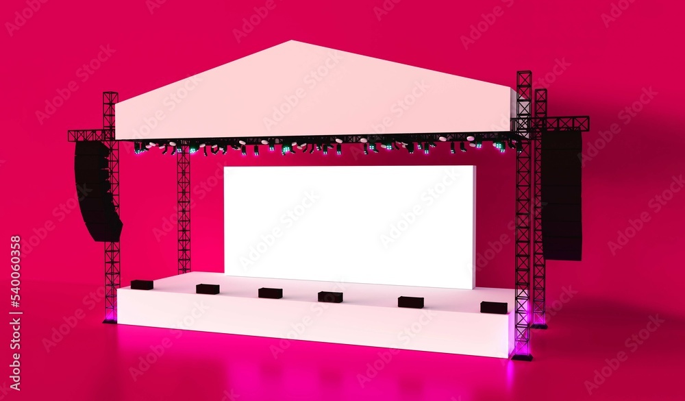 Stage rigging truss system with blank backdrop concert performance ...