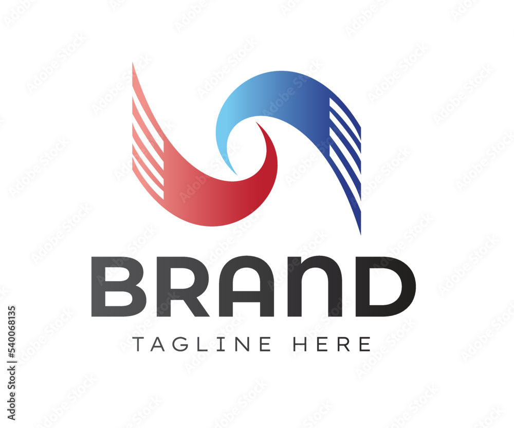 Stockvector Abstract gradient Wing logo. Lac bird wing symbol stylized ...