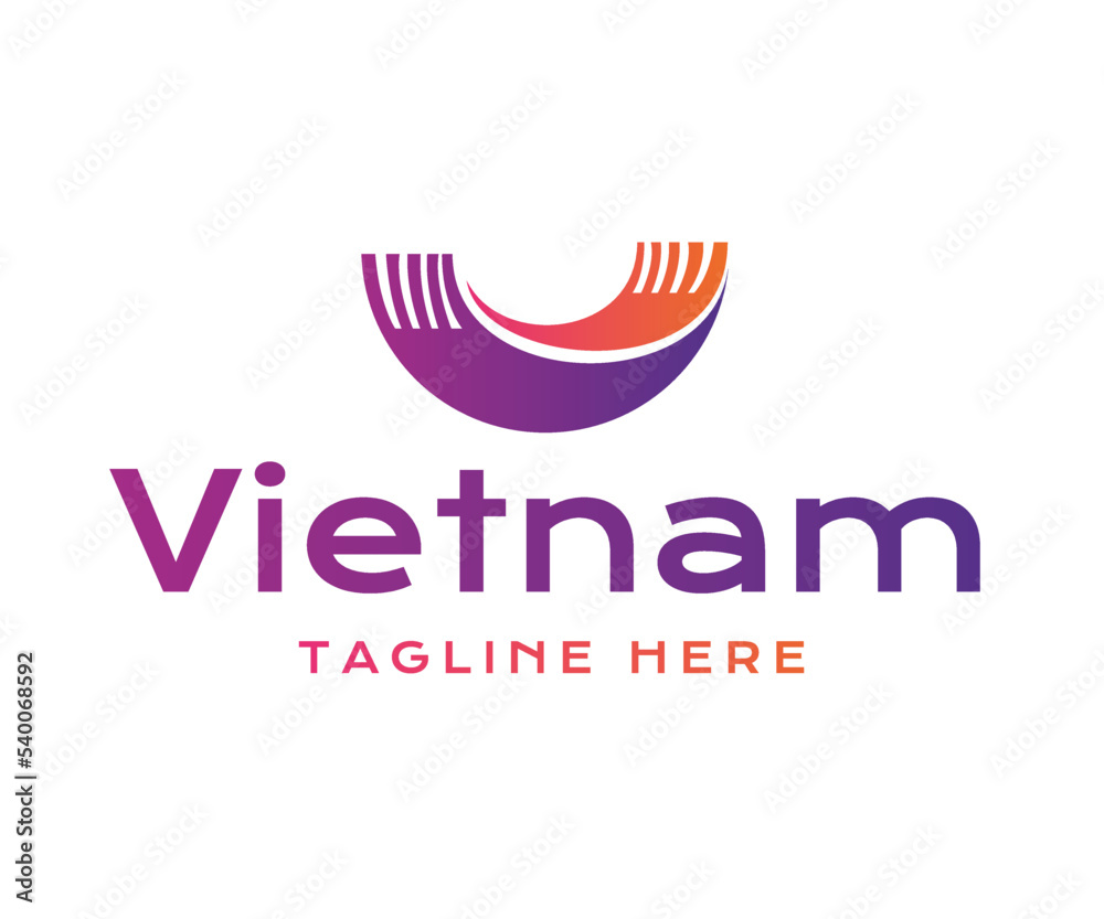Abstract gradient Wing logo. Lac bird wing symbol stylized, Vietnamese ...