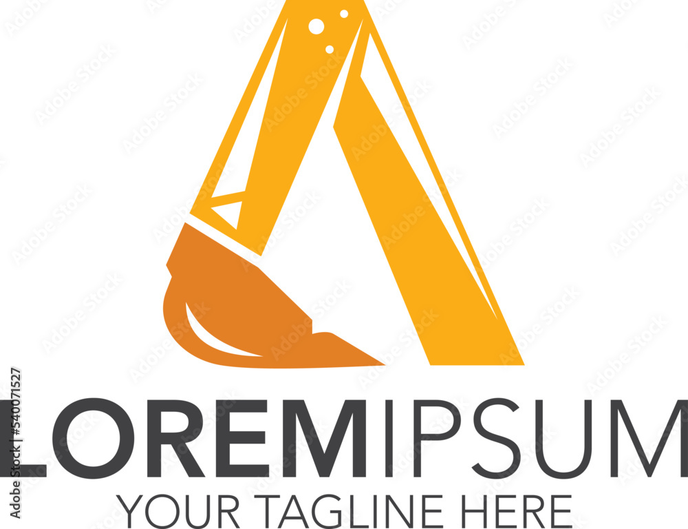 Excavator design letter A vector Stock Vector | Adobe Stock