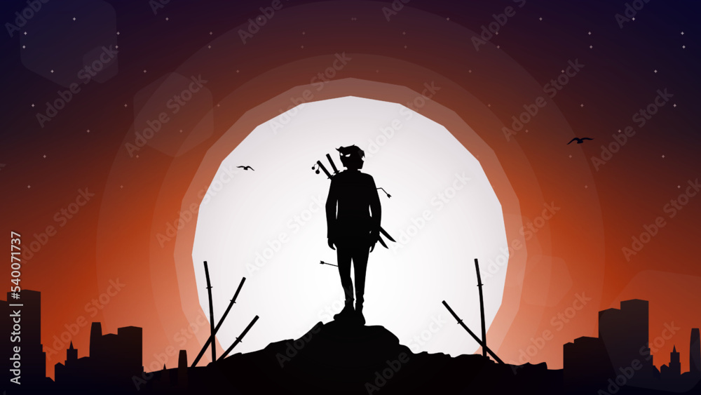 samurai boy anime wallpaper. samurai boy with oni mask on head. urban ...