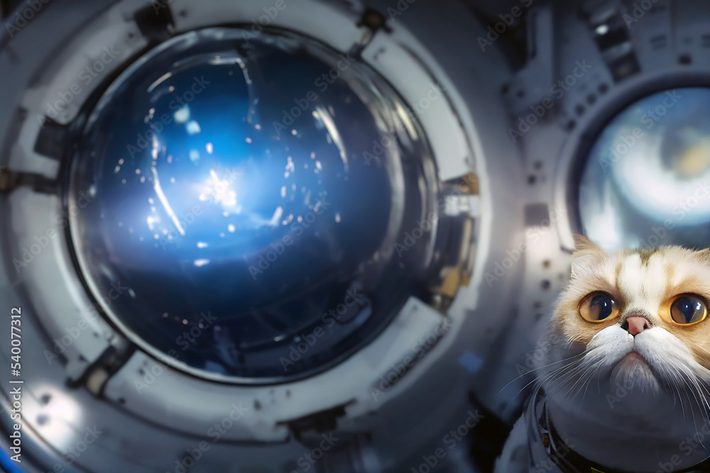 Astronaut Cat takes a selfie on orbital station with Artificial ...