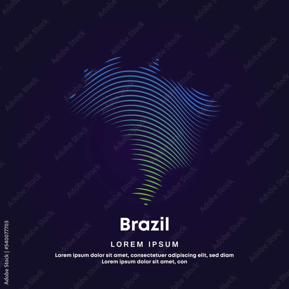 Abstract Brazil map in a linear style. Vector logo Brazil map color ...