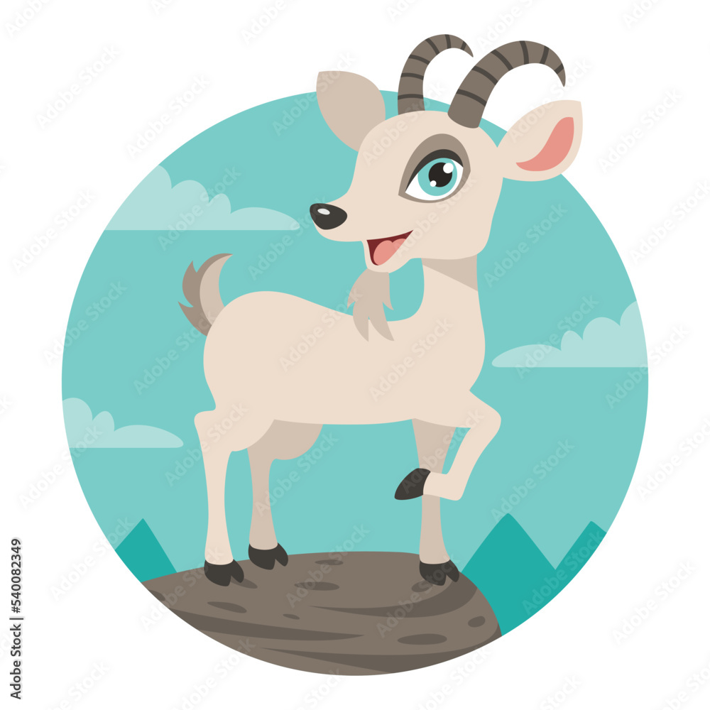 Cartoon Illustration Of A Goat Stock Vector | Adobe Stock