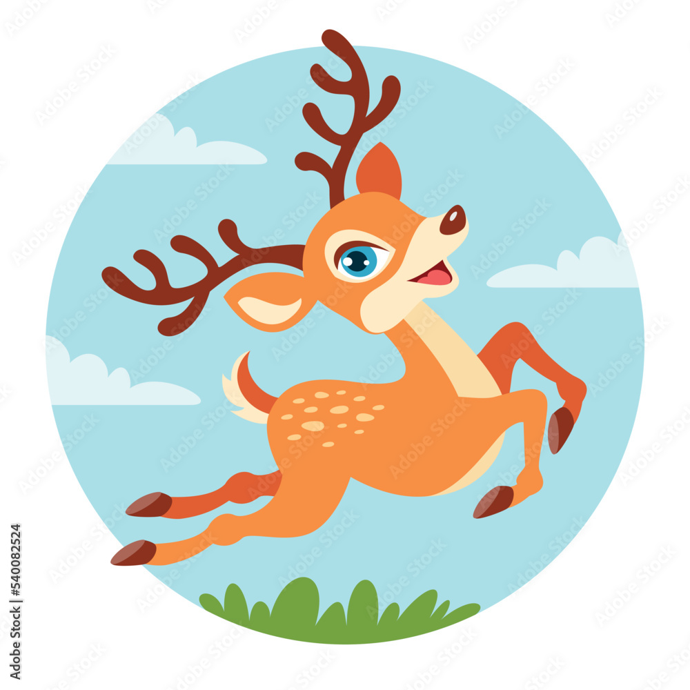 Cartoon Illustration Of A Deer Stock Vector | Adobe Stock