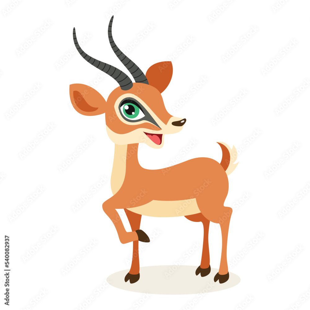 Cartoon Illustration Of An Antelope Stock Vector | Adobe Stock