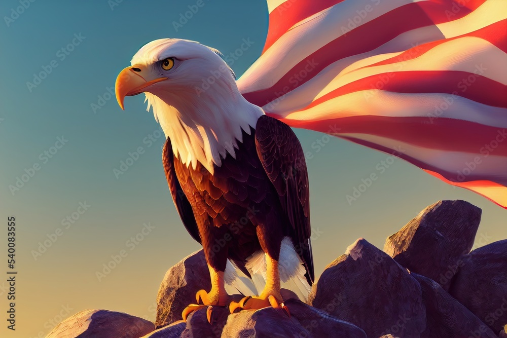 3D rendered American Bald Eagle with cute kawaii look like modern ...
