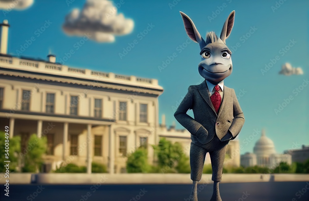 3D rendered American Donkey with cute kawaii look like modern animation ...