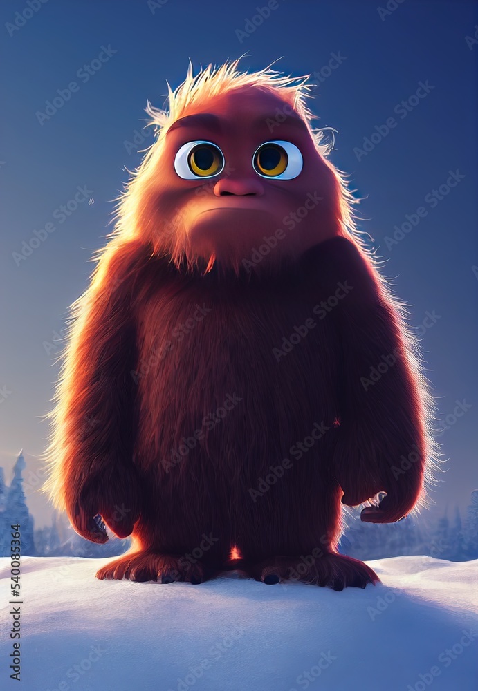 3D rendered Sasquatch (Bigfoot) with cute kawaii look like modern ...