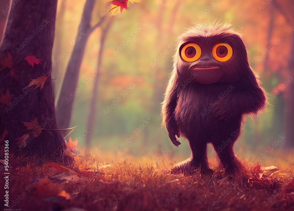 3D rendered Sasquatch (Bigfoot) with cute kawaii look like modern ...